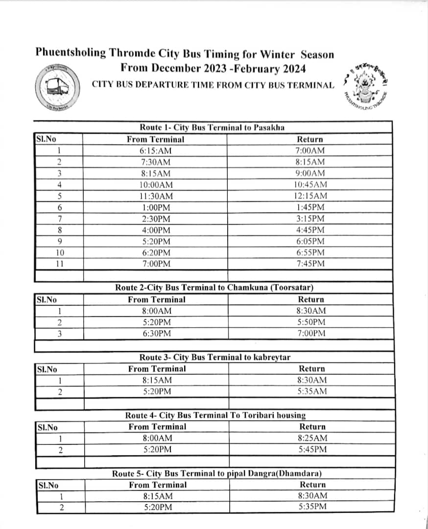 City Bus Service – Phuentsholing Thromde